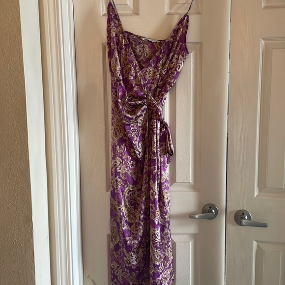 Zara | Dresses | Purple Zara Paisley Wrap Dress | Poshmark
